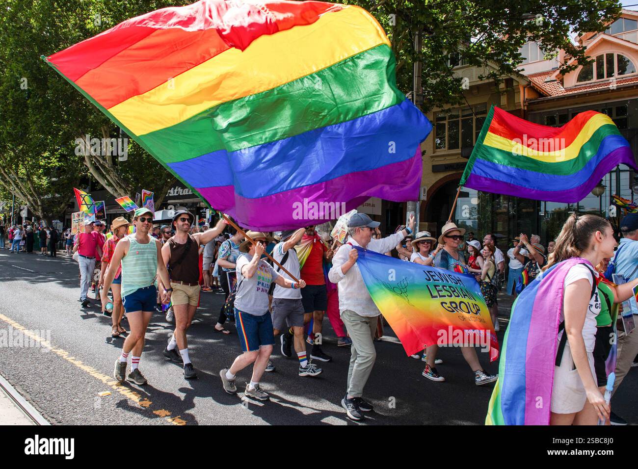 Melbourne, Australia. 02nd Feb, 2025. Jewish members of the LGBTQ march ...