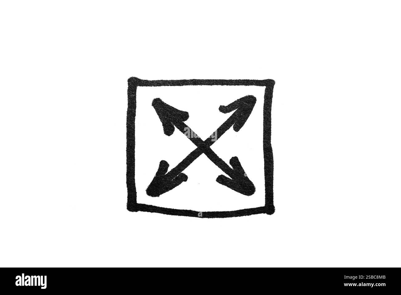 Arrows in a square pointing in different directions on white background ...