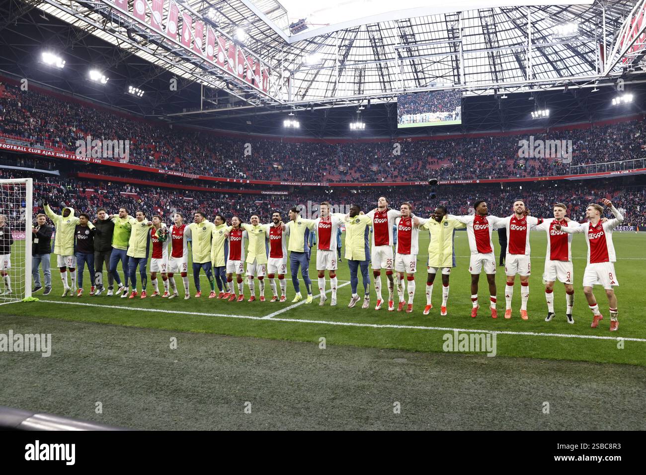 AMSTERDAM - Ajax celebrates victory during the Dutch Eredivisie match ...