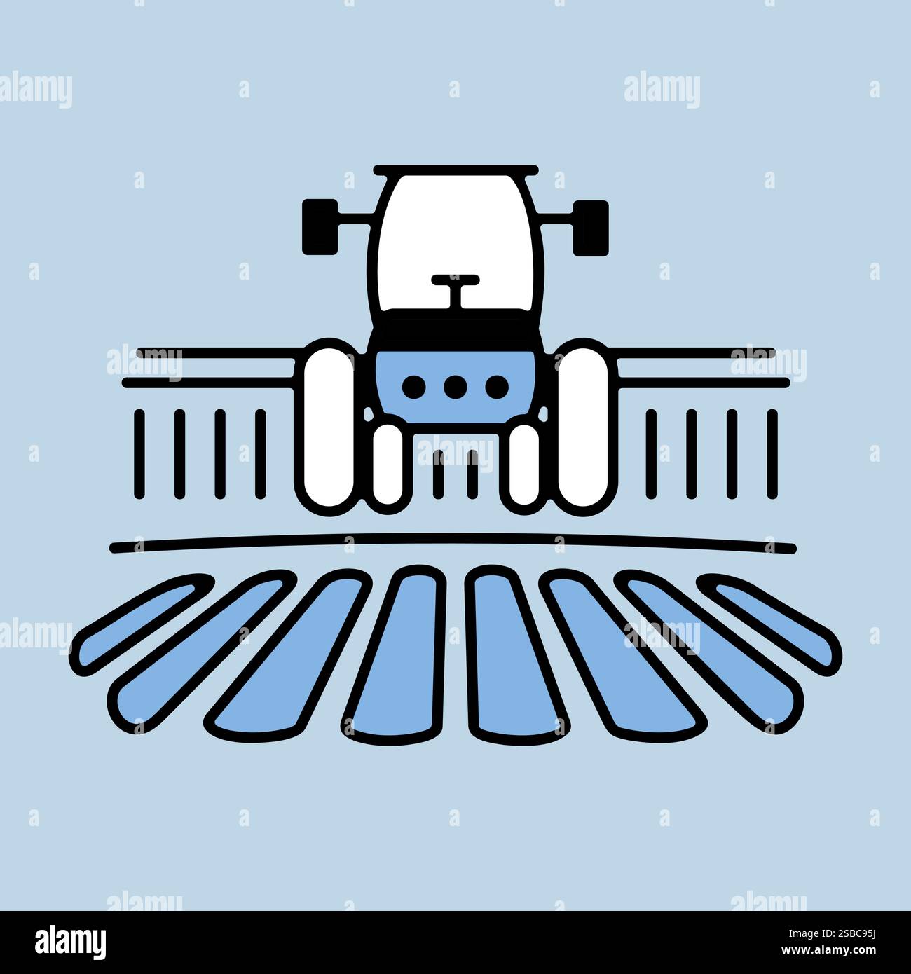 Tractor processes the earth a rural landscape vector icon. Agriculture ...