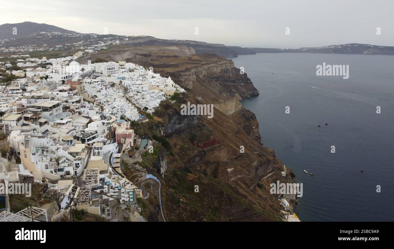Santorini island aerial view,caldera,Fira capital,Aegean sea,Cyclades ...