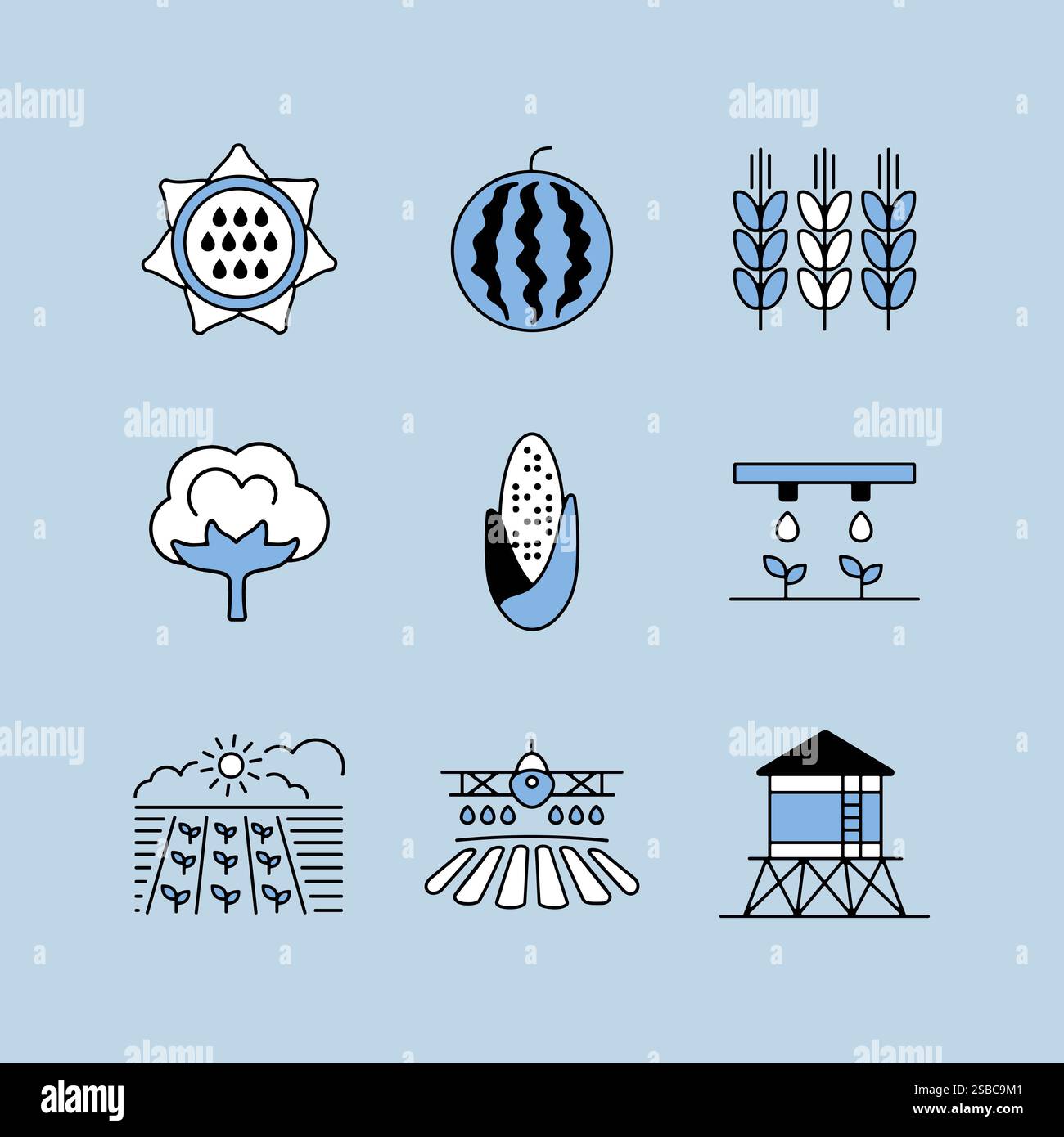 Farm Field isolated icon set. Agriculture sign. Graph symbol for your ...