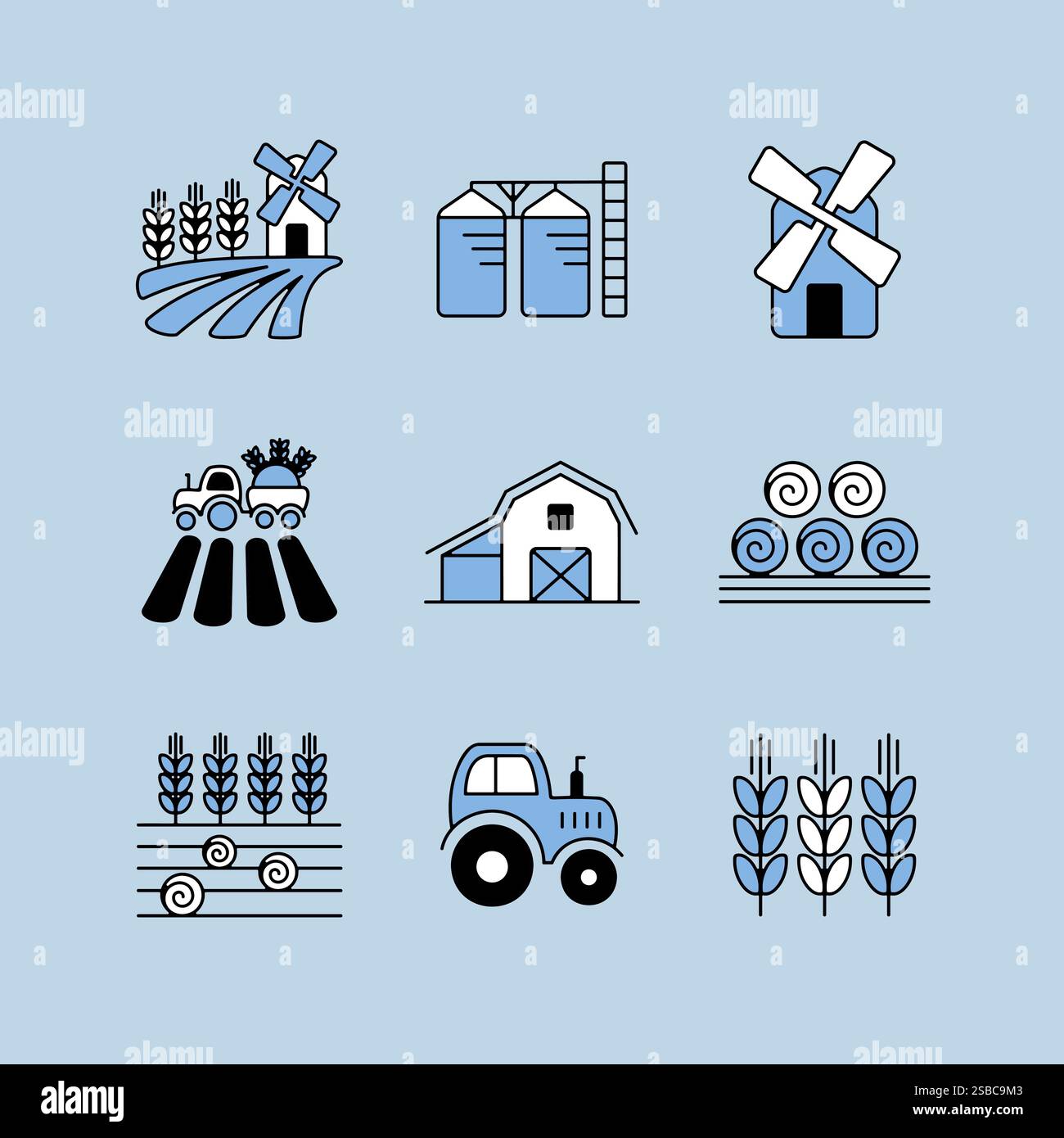 Farm Field isolated icon set. Agriculture sign. Graph symbol for your ...