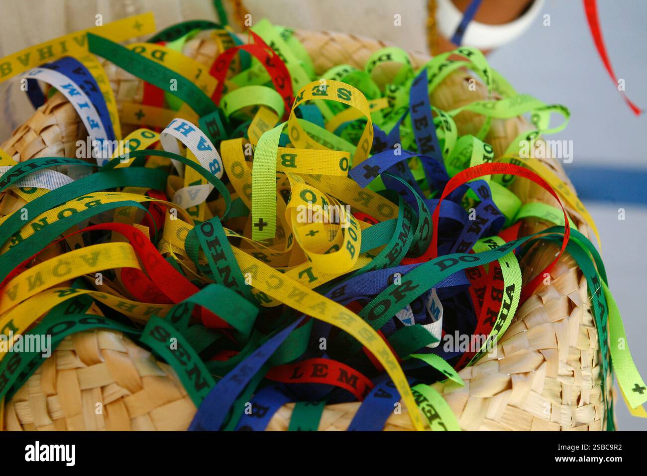 Memories of the Lord of Bonfim is writte in Portuguese on a colorful ...