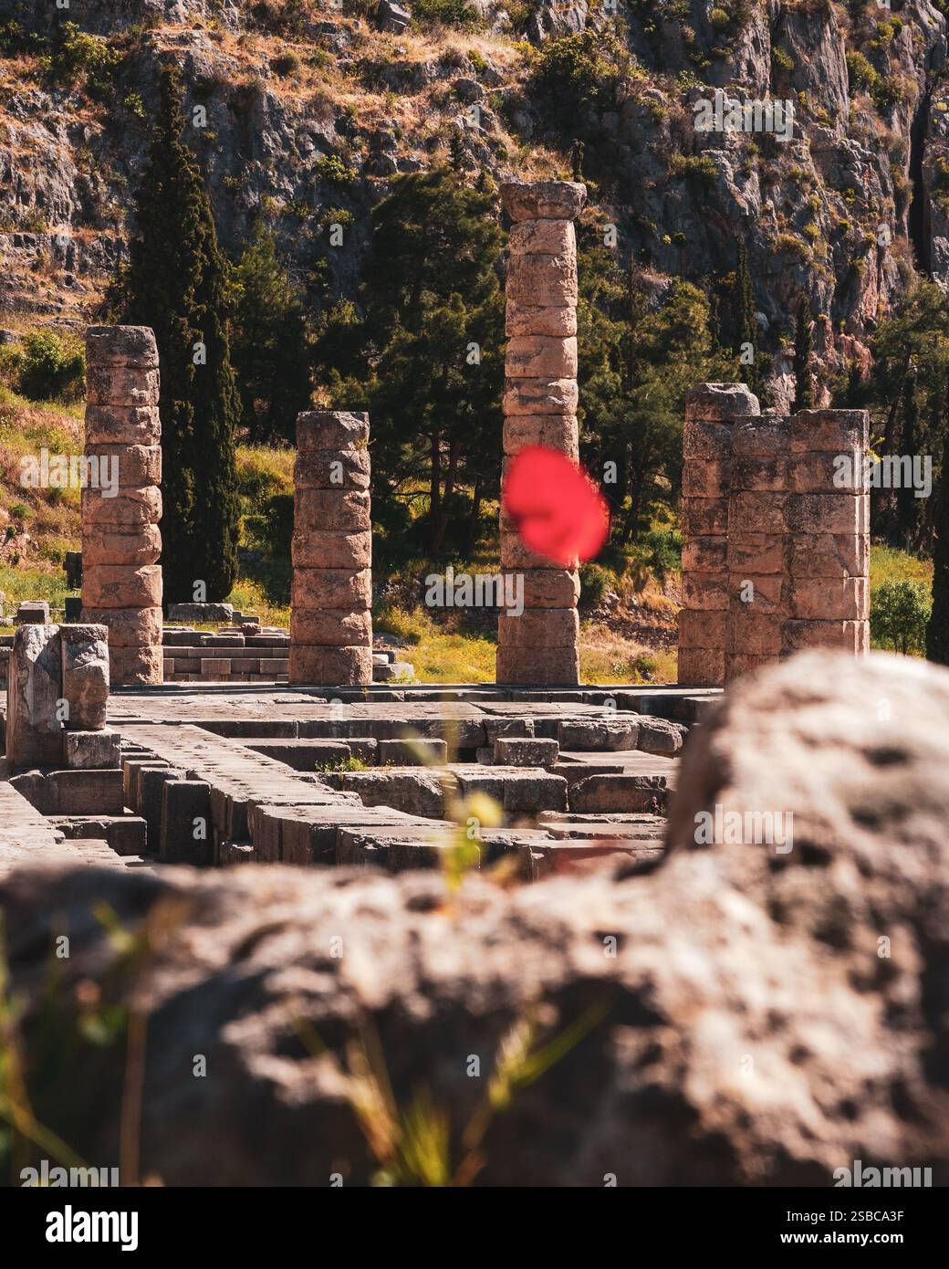 Apollo temple, Delphi archaeological site and ancient Greek monuments, Greece Stock Photo - Alamy