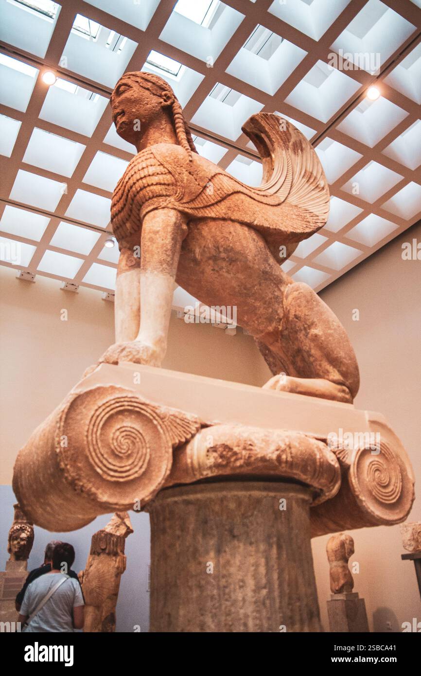 The Sphinx of Naxos, Delphi museum, Delphi ancient site, Greece Stock ...