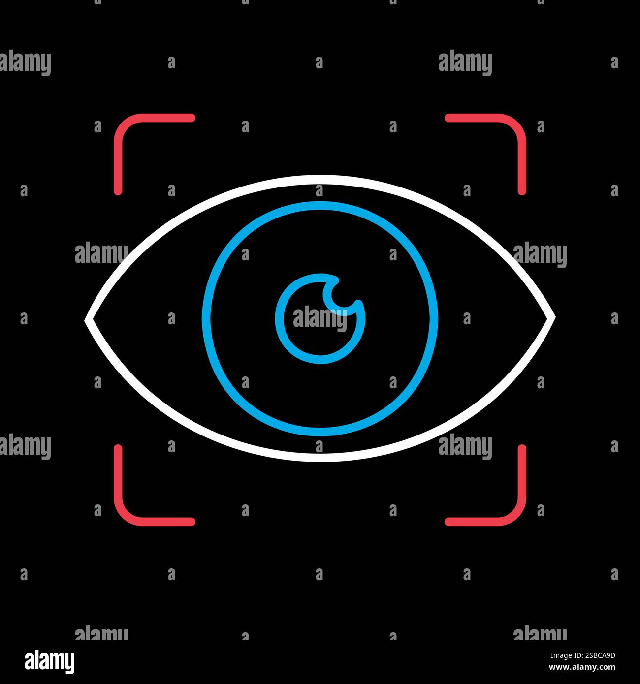 Eye scan vector on dark background icon. Retina check symbol. Security ...