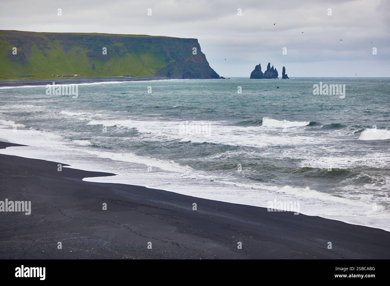 Scenic view of Reynisfjara Black Sand beach near Vik in Iceland Stock ...