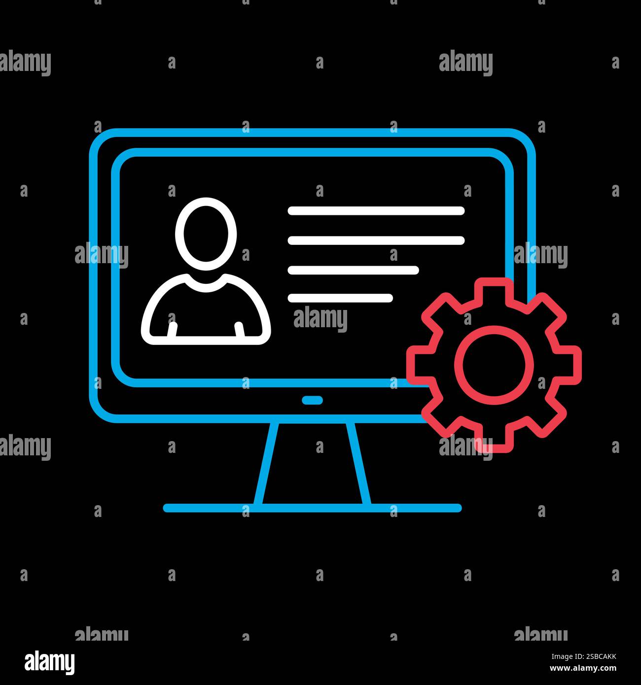 User customize settings on monitor vector on black background icon ...