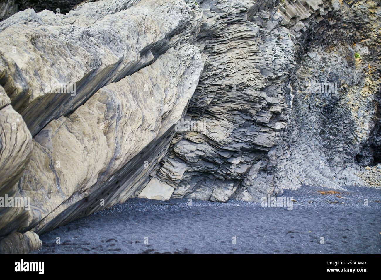 Basalt rock formations on Reynisfjara Black Sand beach near Vik in ...