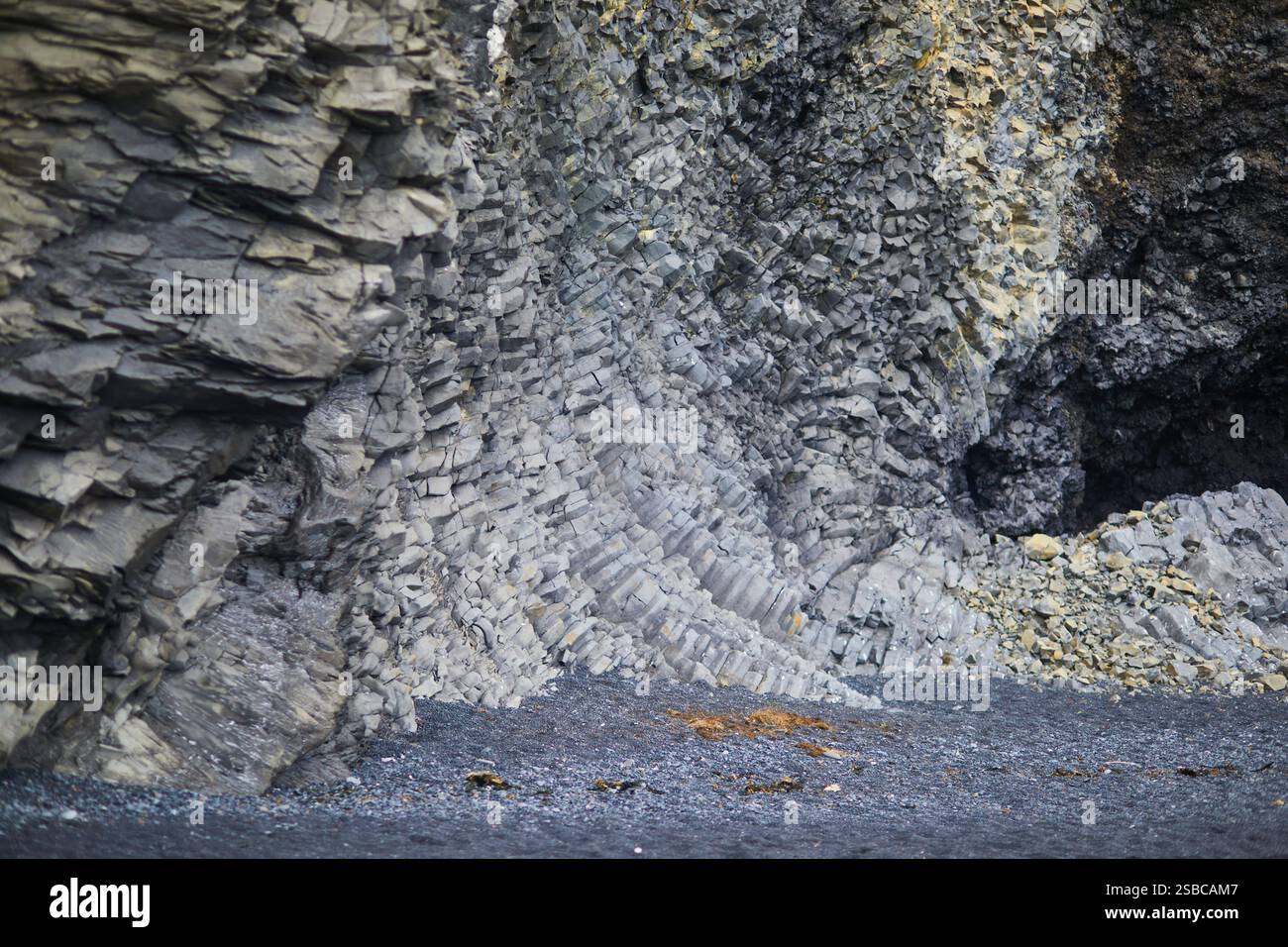 Basalt rock formations on Reynisfjara Black Sand beach near Vik in ...