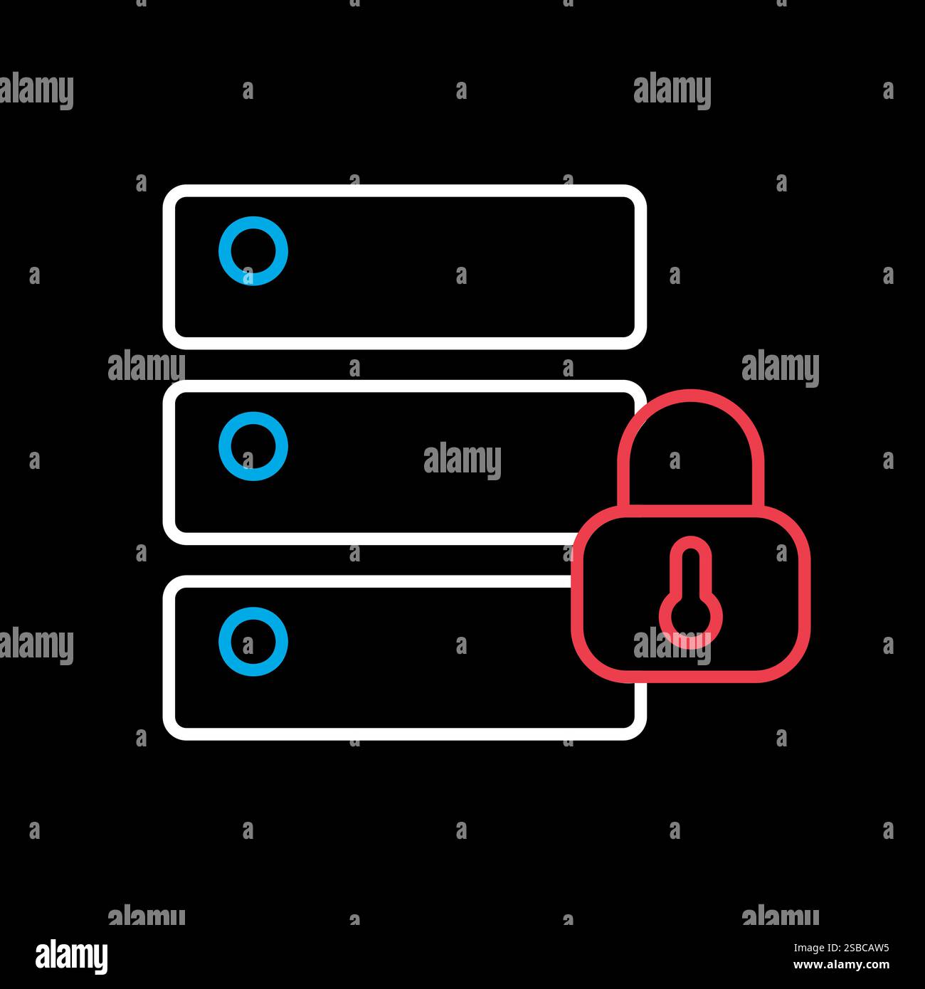Database padlock vector on black background icon. Security sign. Graph ...