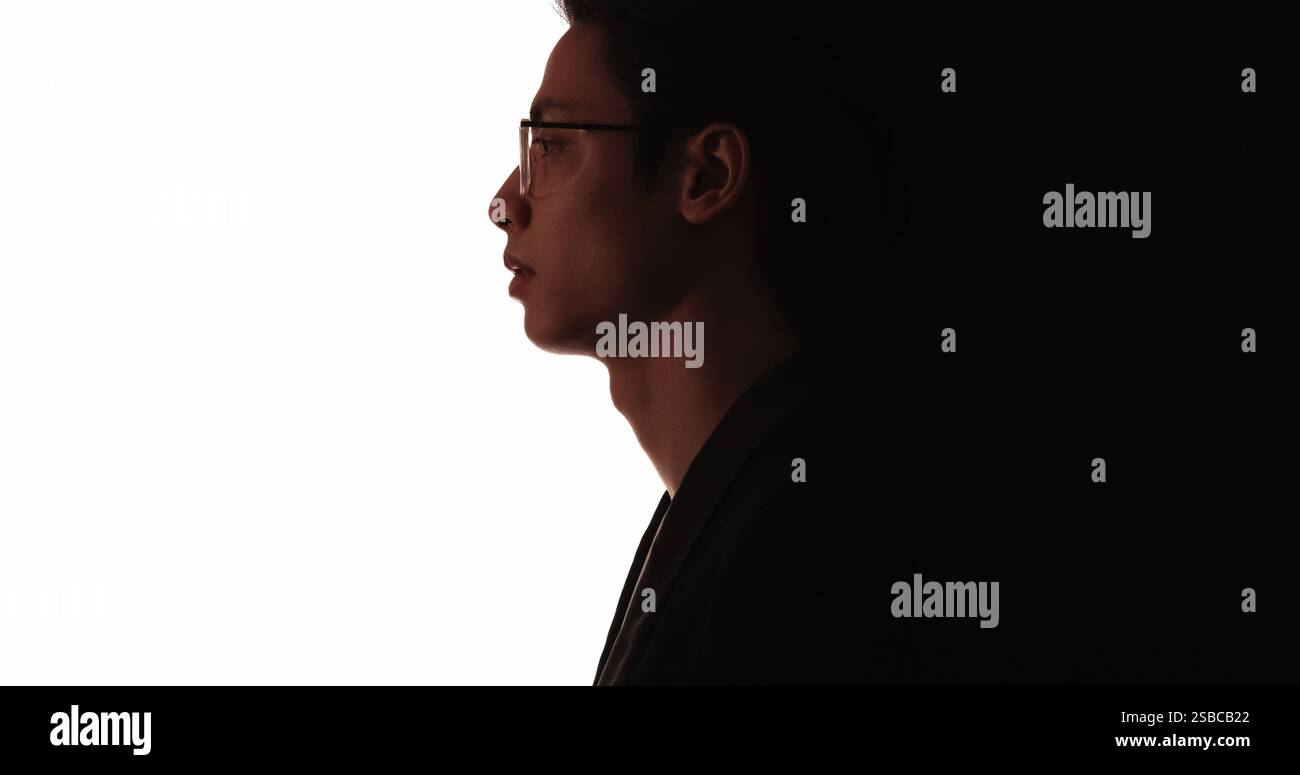 Smart silhouette. Leader face. Dark contrast profile outline of ...