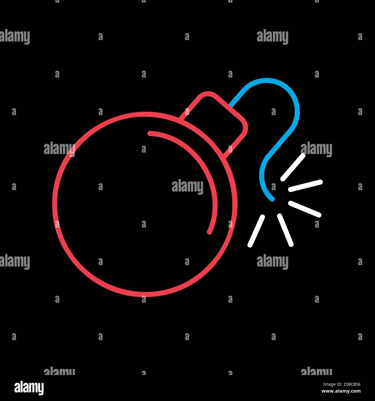 Bomb with lit fuse vector on black background icon. Security sign ...