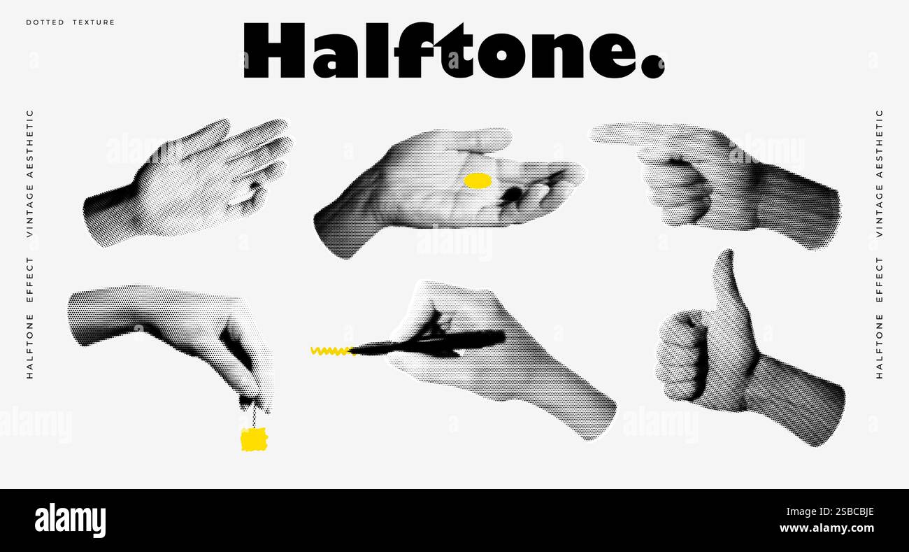 Set of halftone images of hands. Pop art retro style illustration Stock Vector Image & Art - Alamy