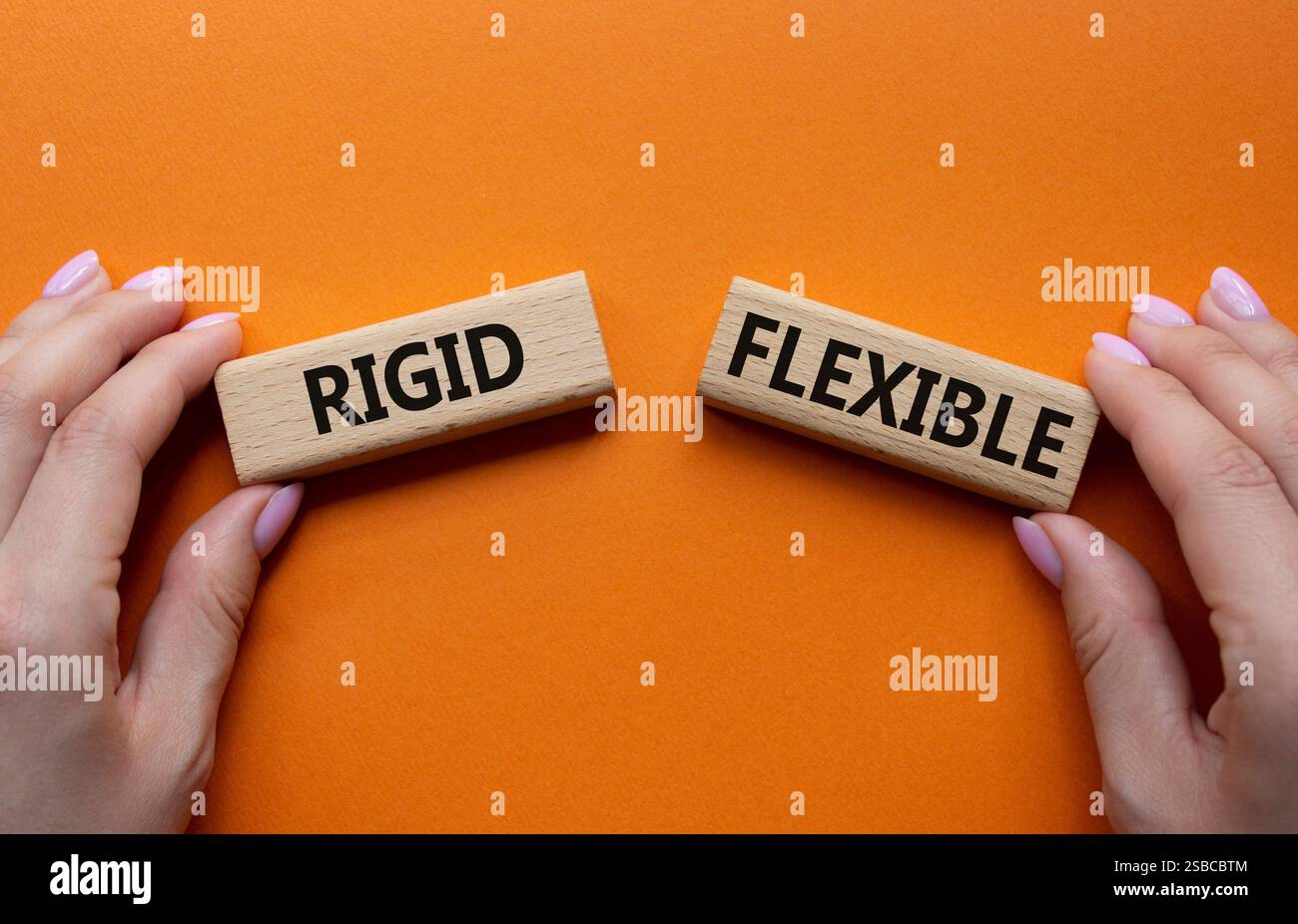 Rigid or Flexible symbol. Concept word Rigid or Flexible on wooden ...