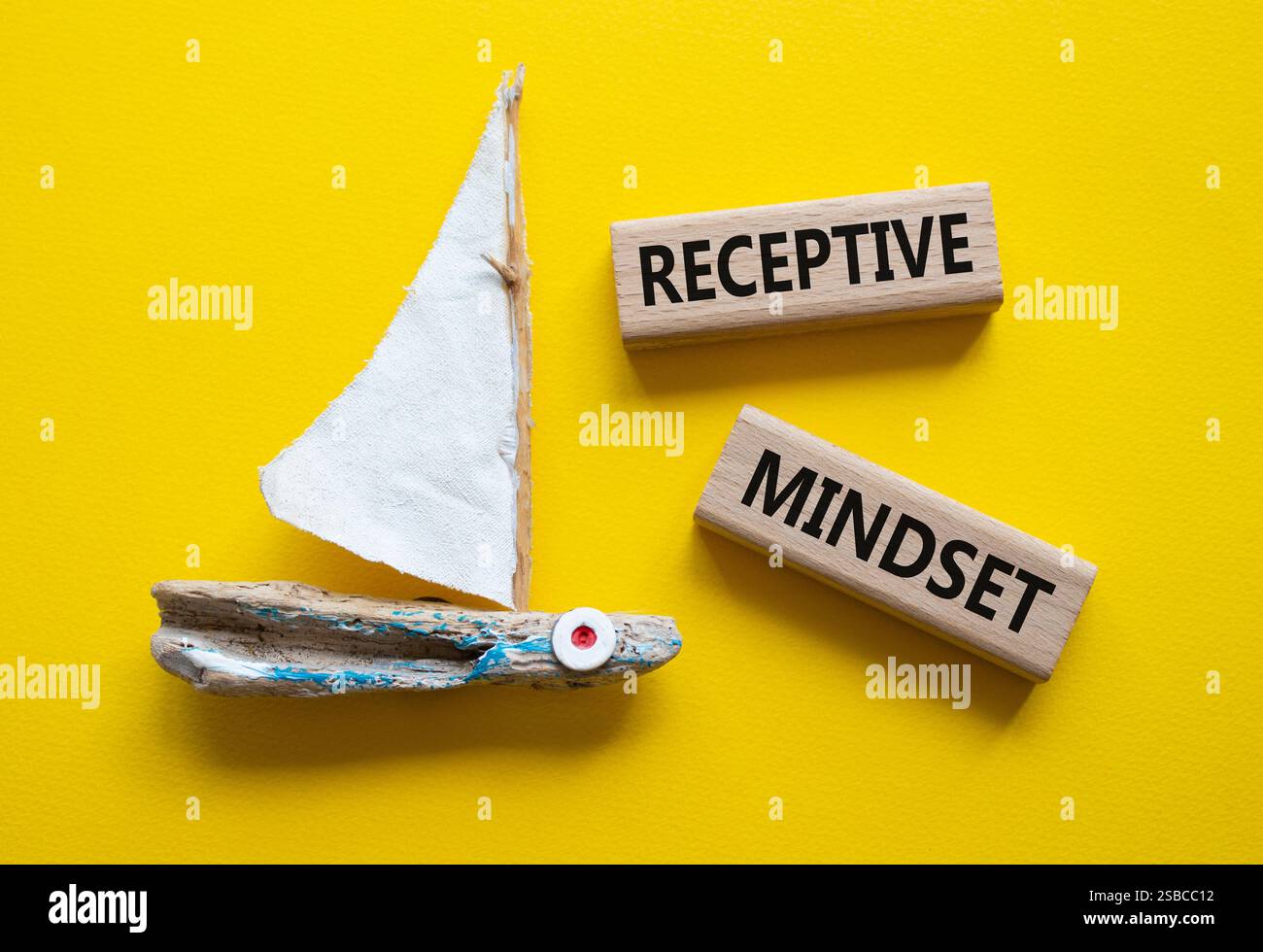 Receptive Mindset symbol. Concept word Receptive Mindset on wooden ...