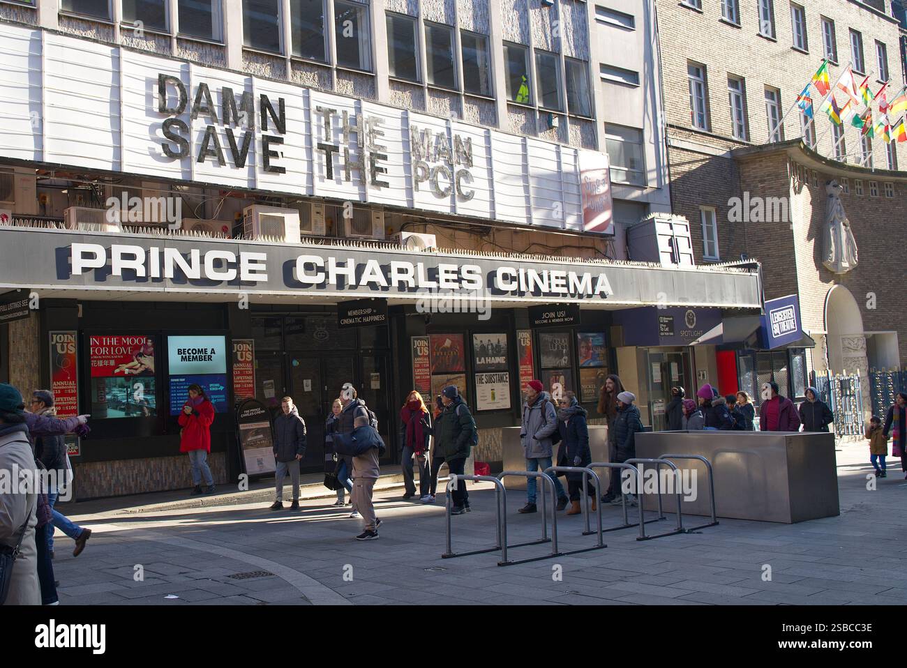 Save the cinema sign on the Prince Charles Cinema in Leicester Square ...