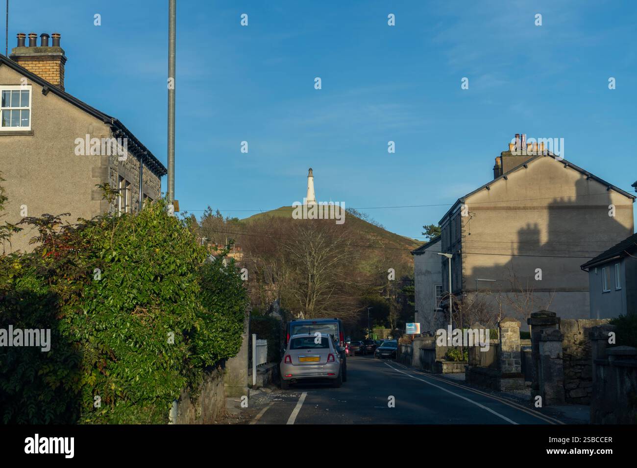 The Sir John Barrow Monument on a hilltop near Ulverston, Cumbria, UK ...
