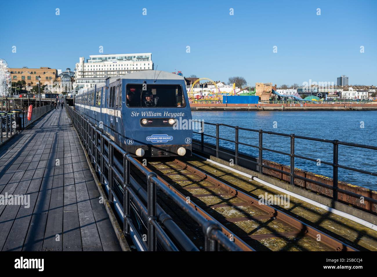 Southend pier and railway. The world's longest pleasure pier at ...