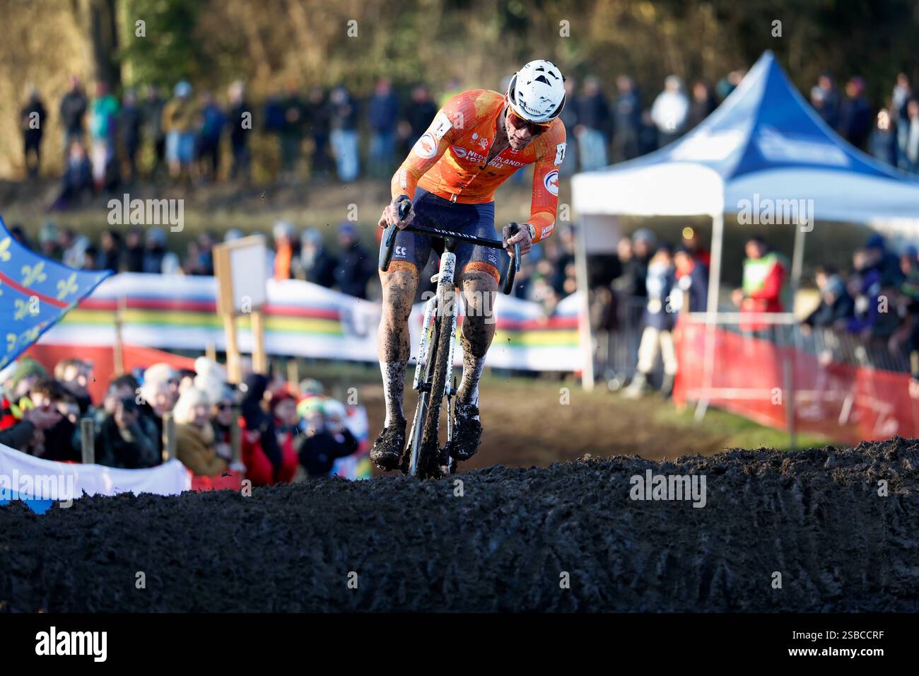 LIEVIN - Cyclist Mathieu van der Poel in action during the cyclocross ...