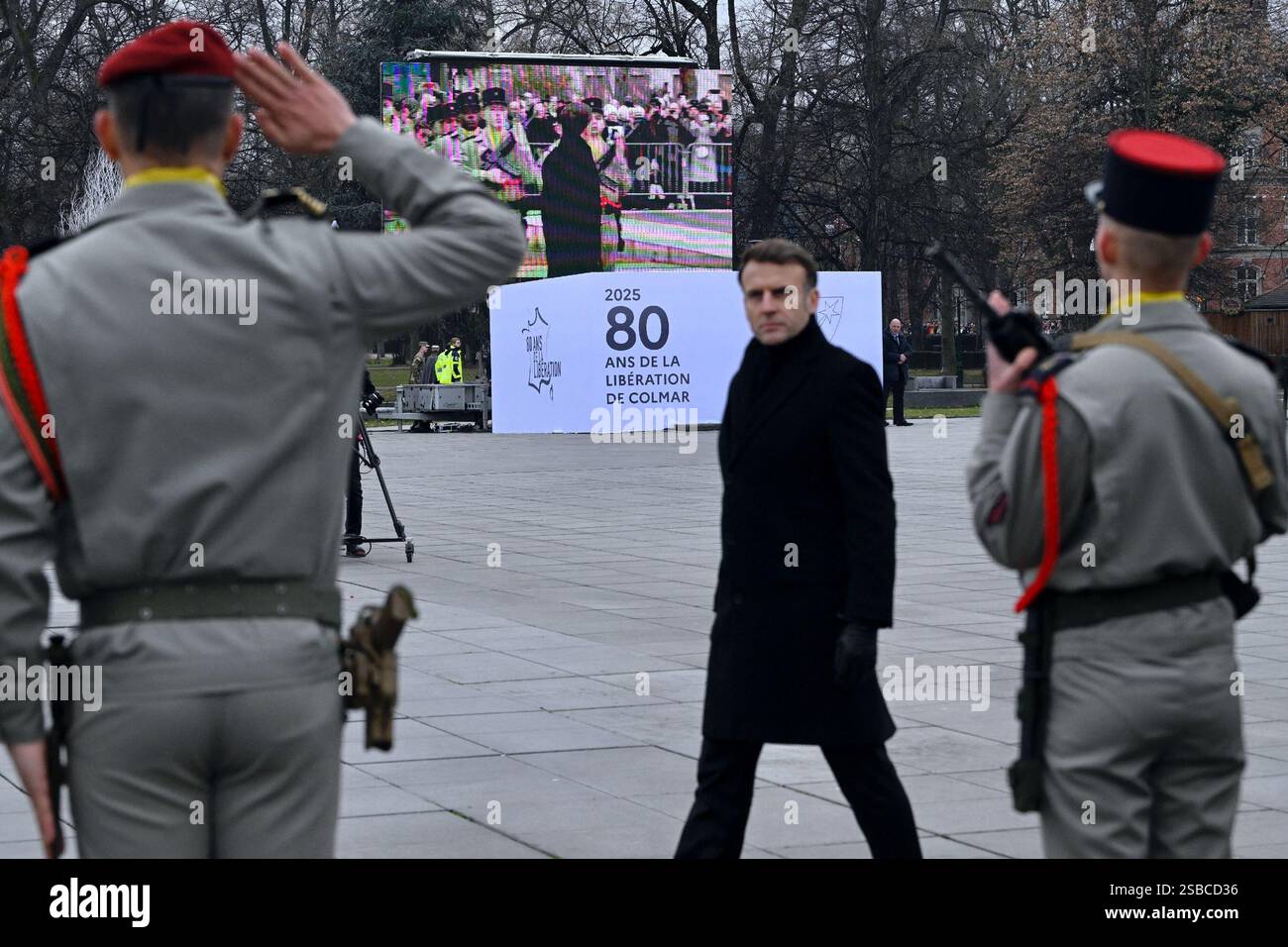 French President Emmanuel Macron presides over the ceremony marking the ...