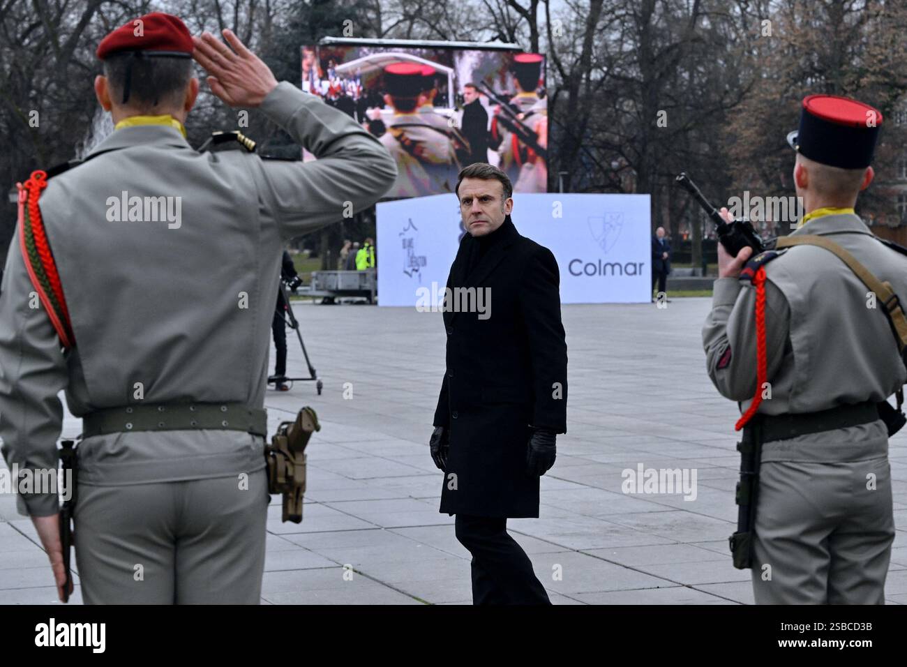 French President Emmanuel Macron presides over the ceremony marking the ...