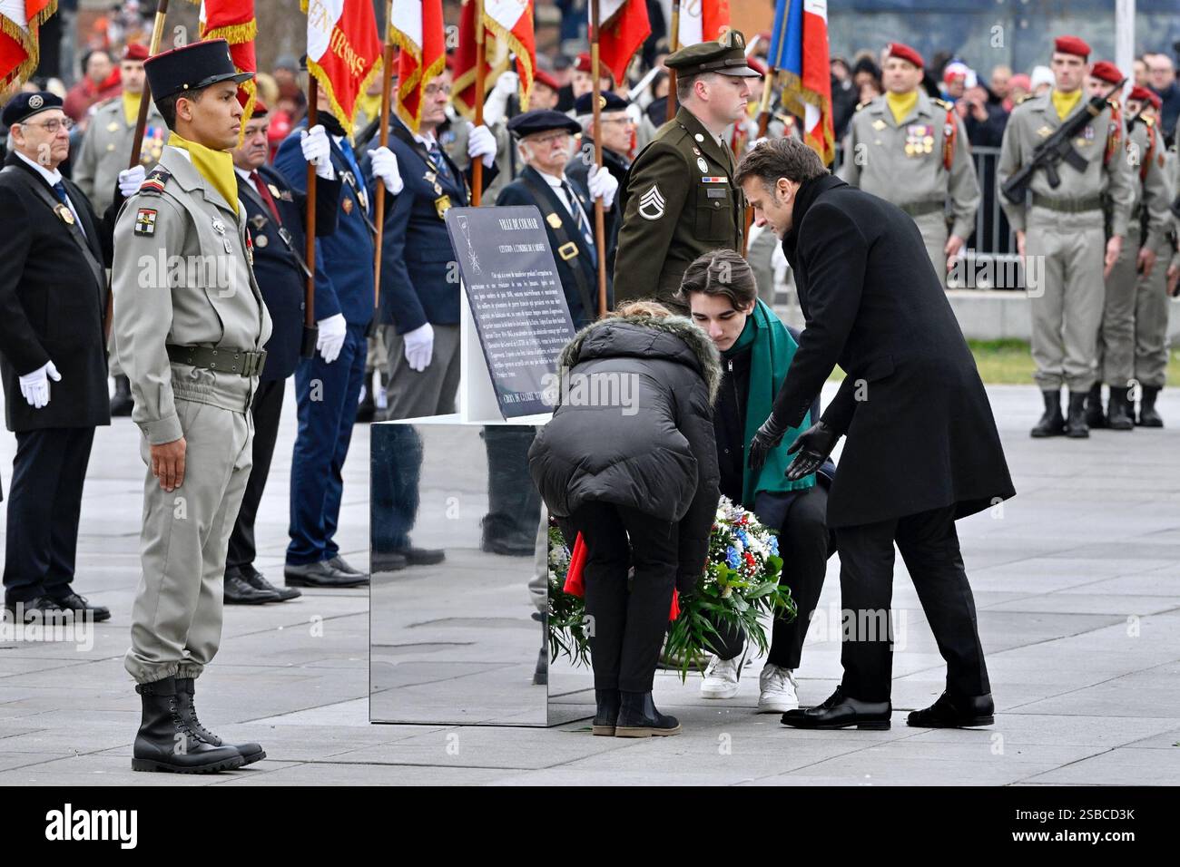 French President Emmanuel Macron presides over the ceremony marking the ...