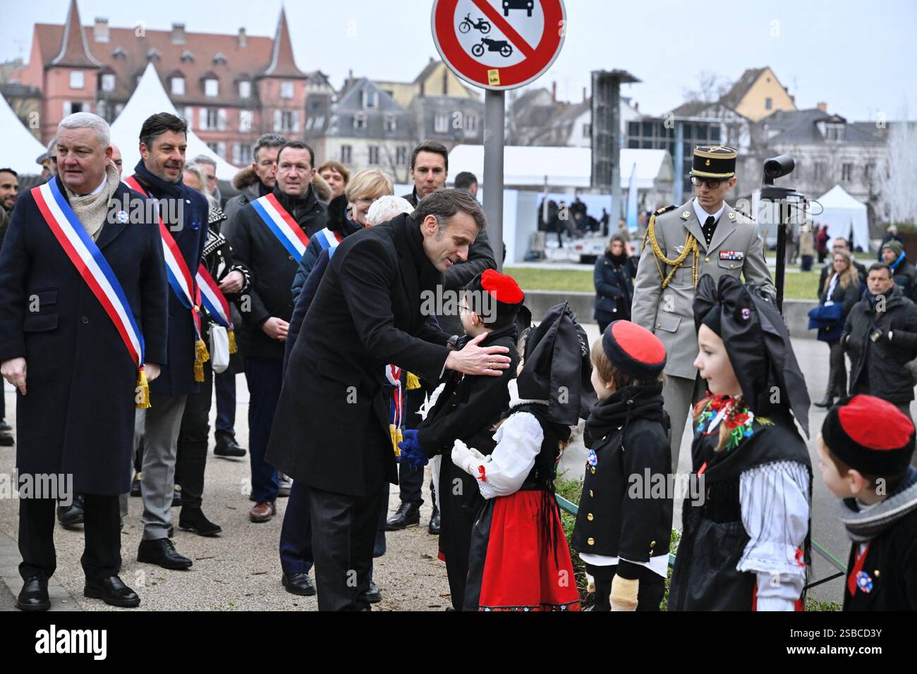 French President Emmanuel Macron presides over the ceremony marking the ...
