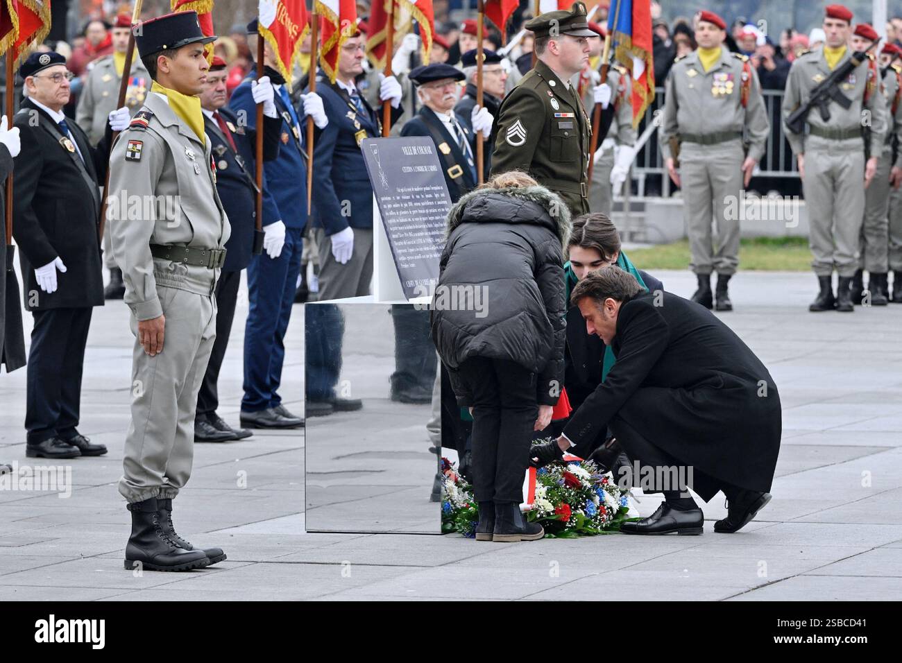 French President Emmanuel Macron presides over the ceremony marking the ...