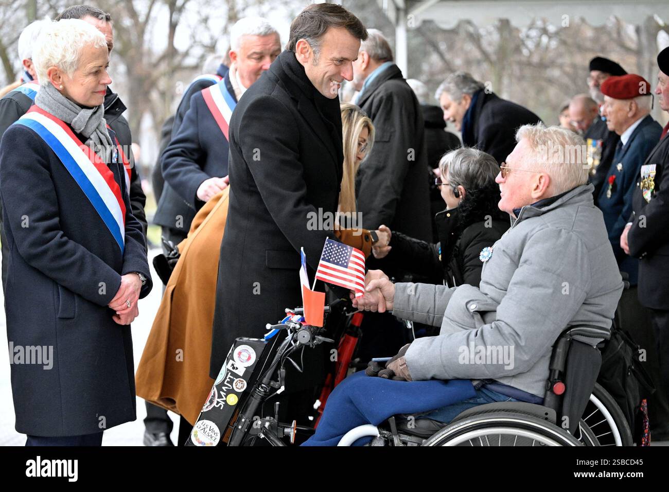 French President Emmanuel Macron presides over the ceremony marking the ...