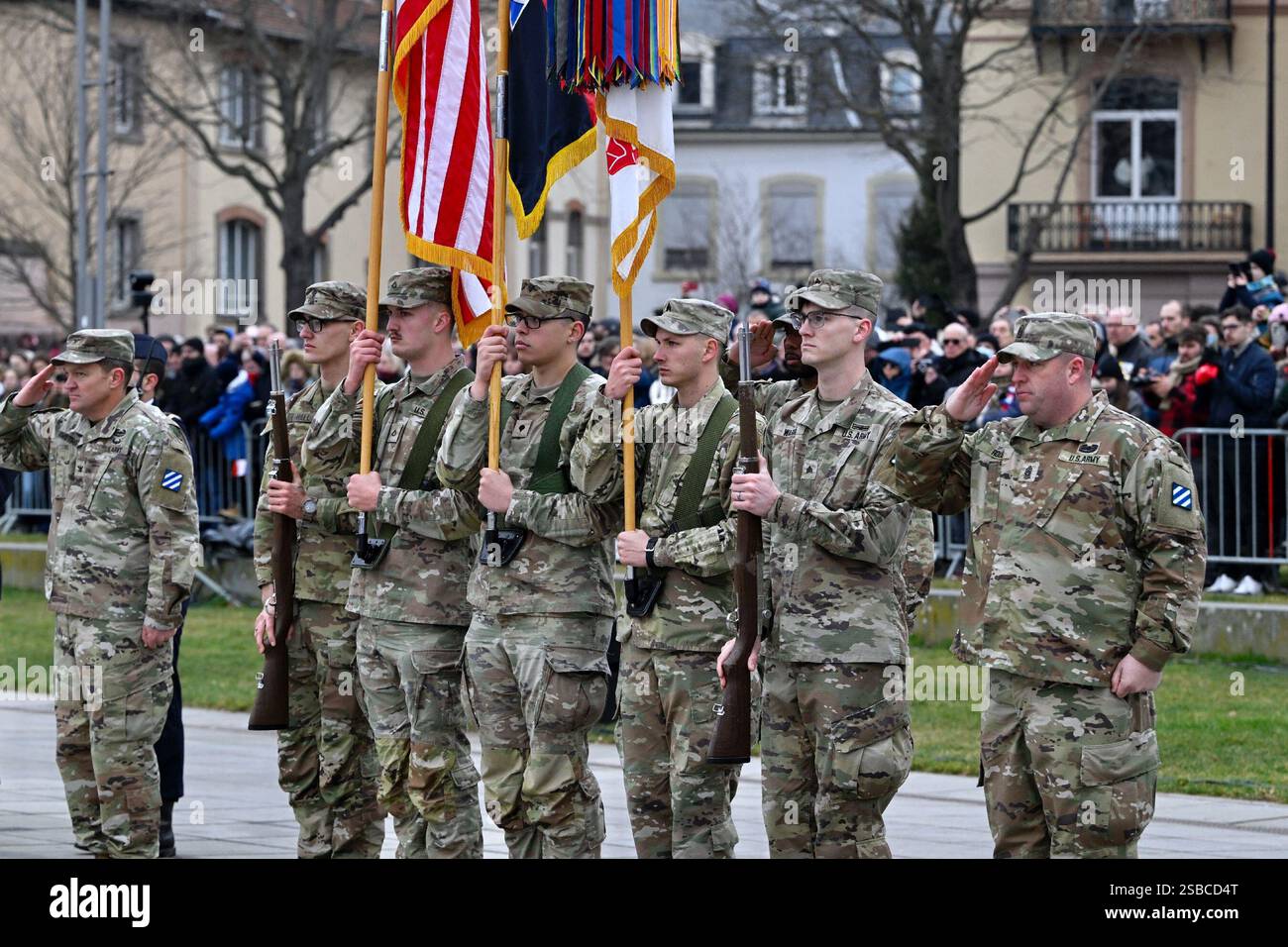 French President Emmanuel Macron presides over the ceremony marking the ...