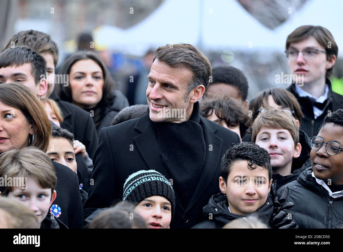 French President Emmanuel Macron presides over the ceremony marking the ...