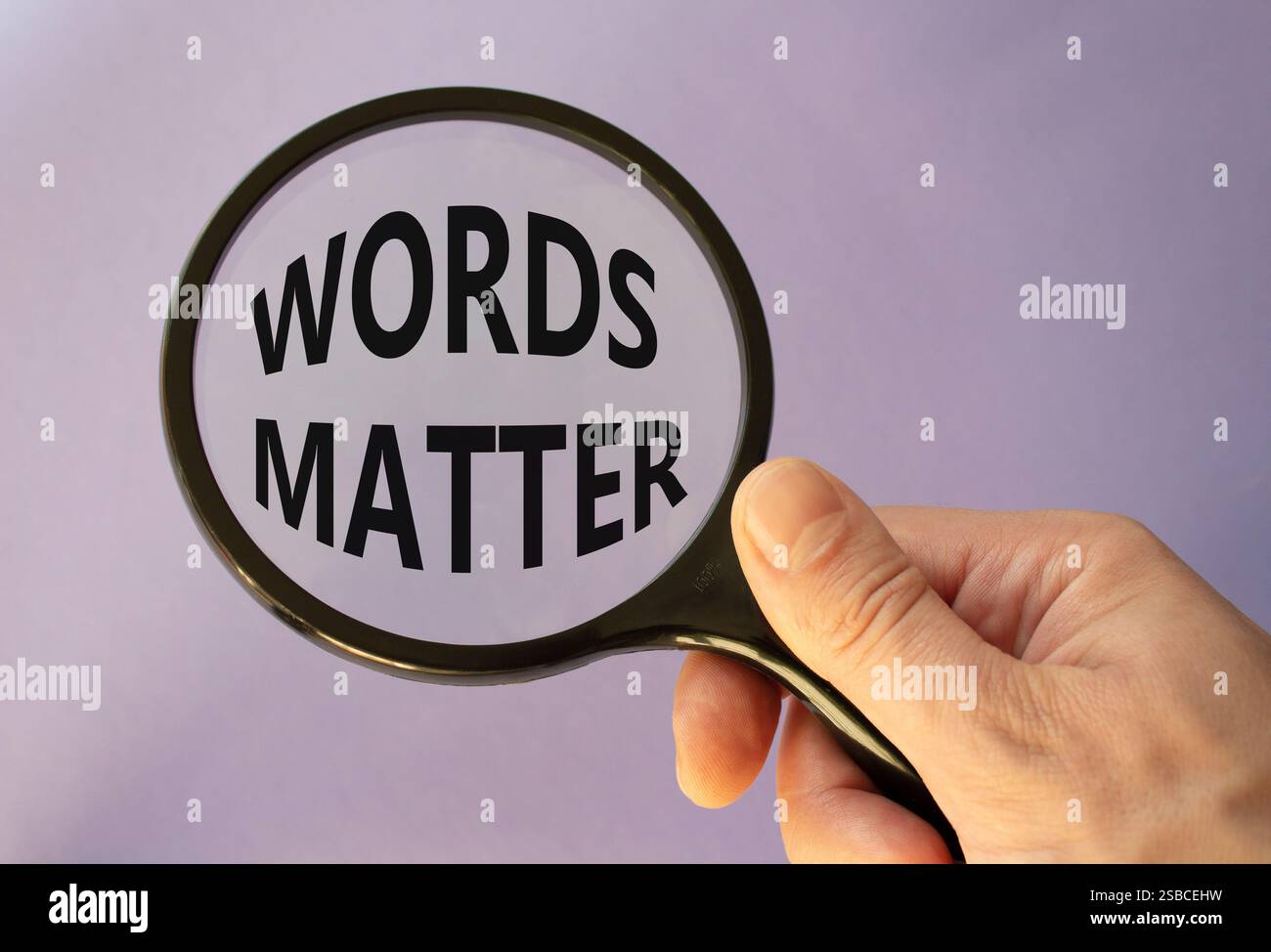 Words Matter symbol. Magnifying Glass with Concept word Words Matter ...