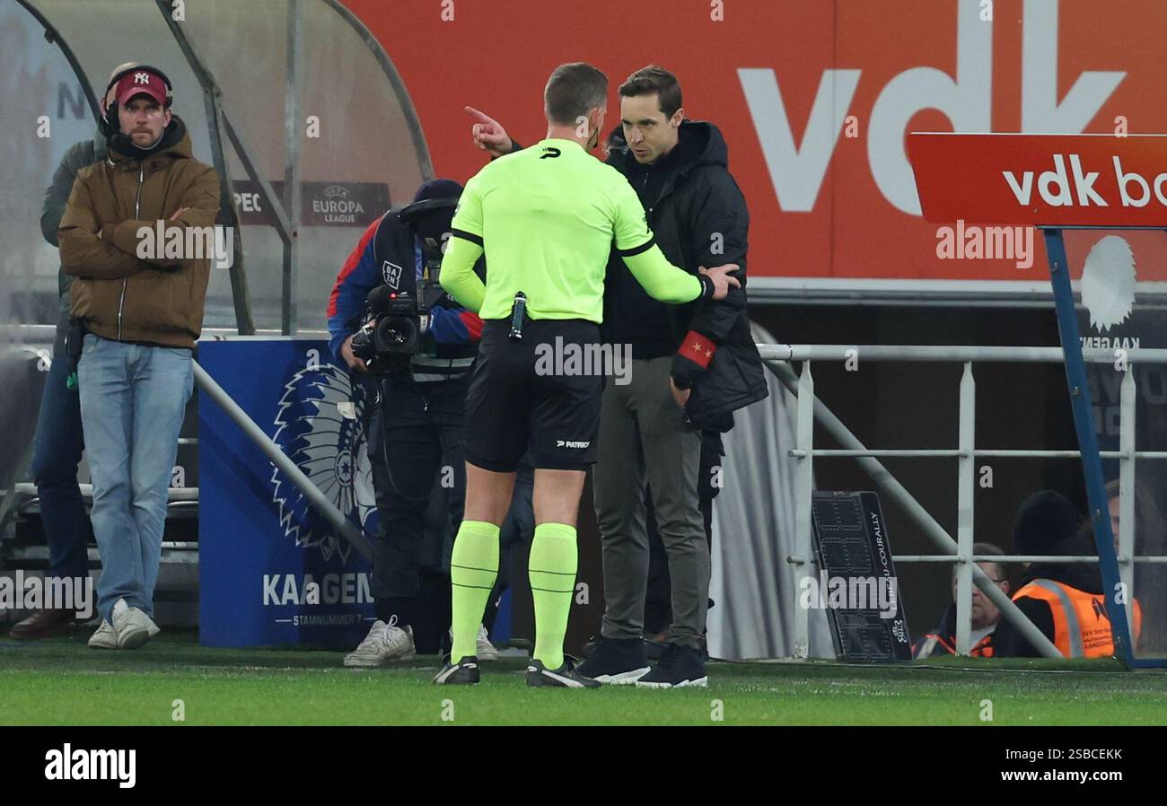 Gent, Belgium. 02nd Feb, 2025. referee Nathan Verboomen and Anderlecht ...