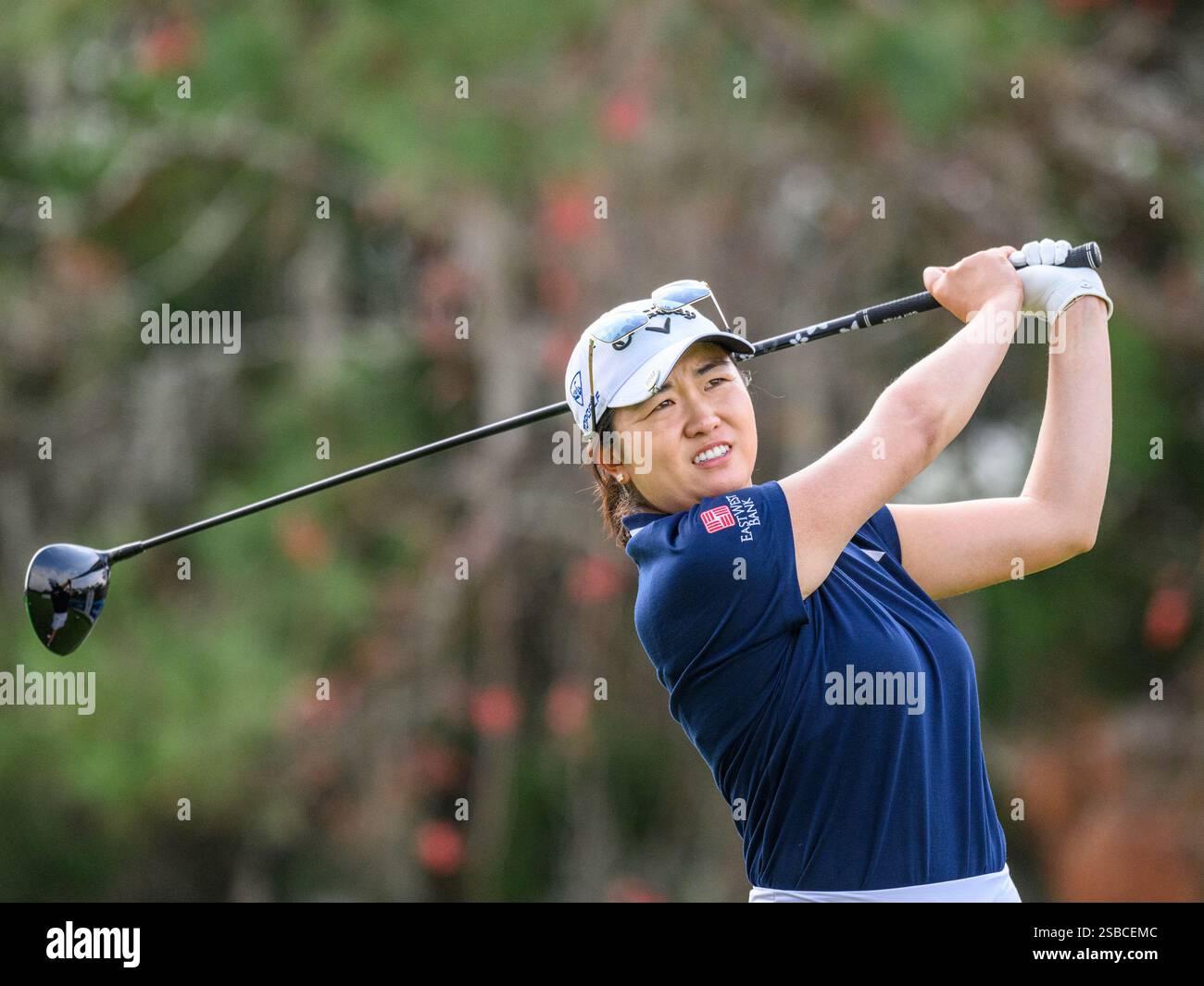 February 2, 2025: Rose Zang on the 9th tee during final round of Hilton ...