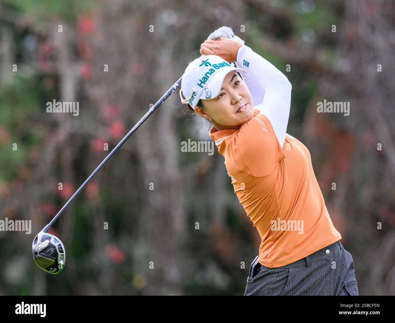 Orlando, FL, USA. 2nd Feb, 2025. Mingee Lee of Australia on the 9th tee ...