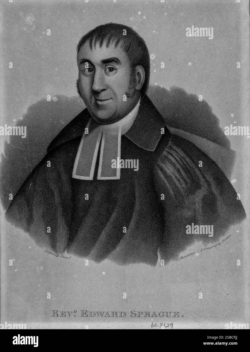 Black and white print; bust portrait of a man in clerical garb (the ...