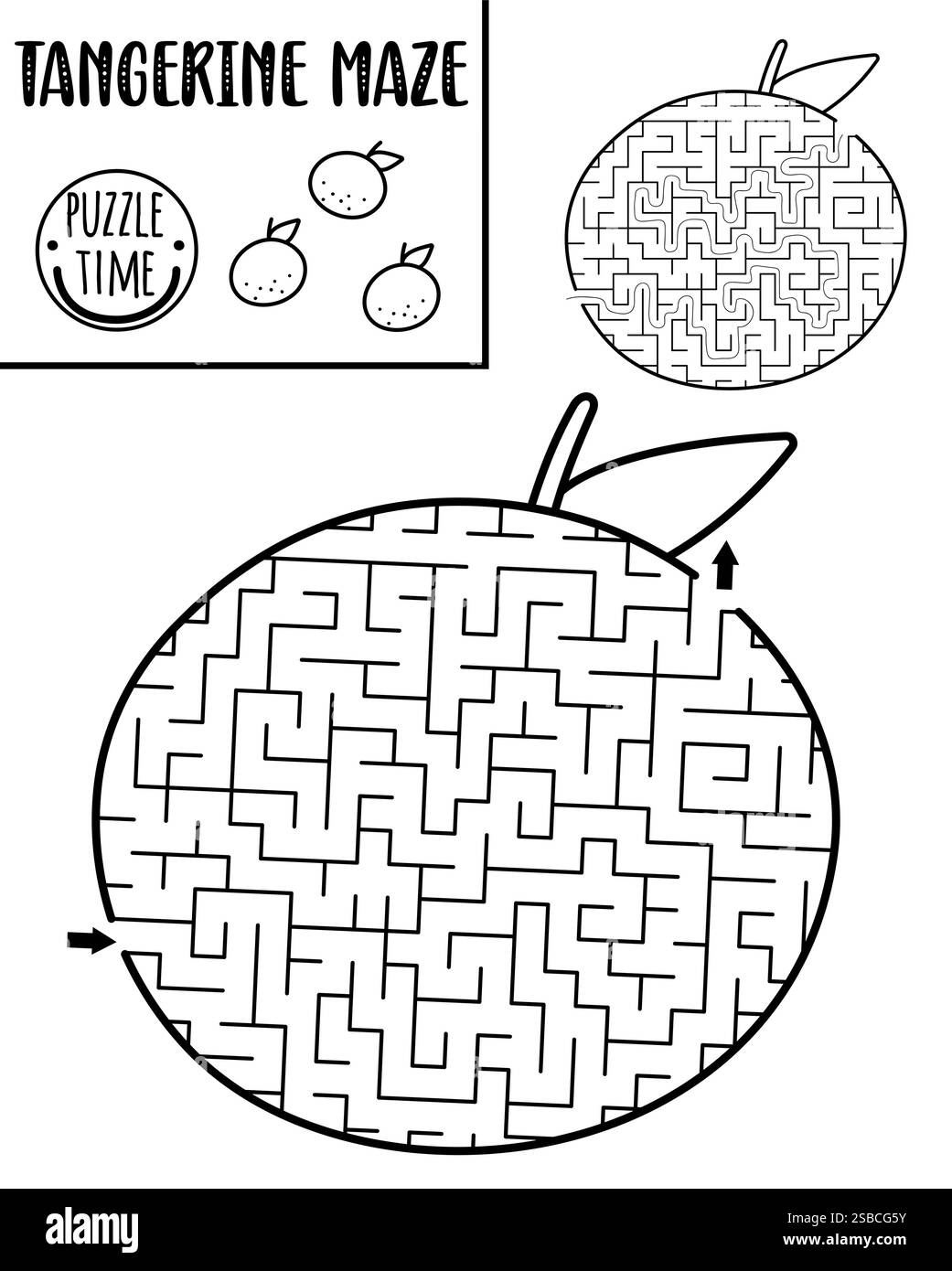 Fruit black and white geometrical maze for kids. Preschool printable ...
