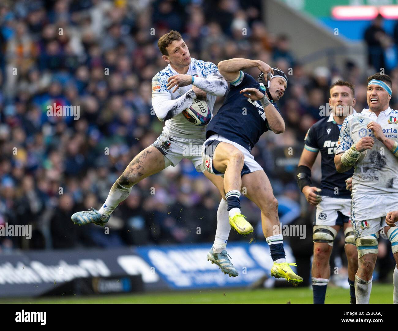 EDINBURGH, SCOTLAND - FEBRUARY 1: Italy Fly-half, Paolo Garbisi, and ...