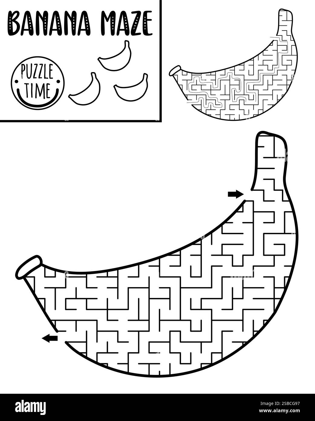 Fruit black and white geometrical maze for kids. Preschool printable ...