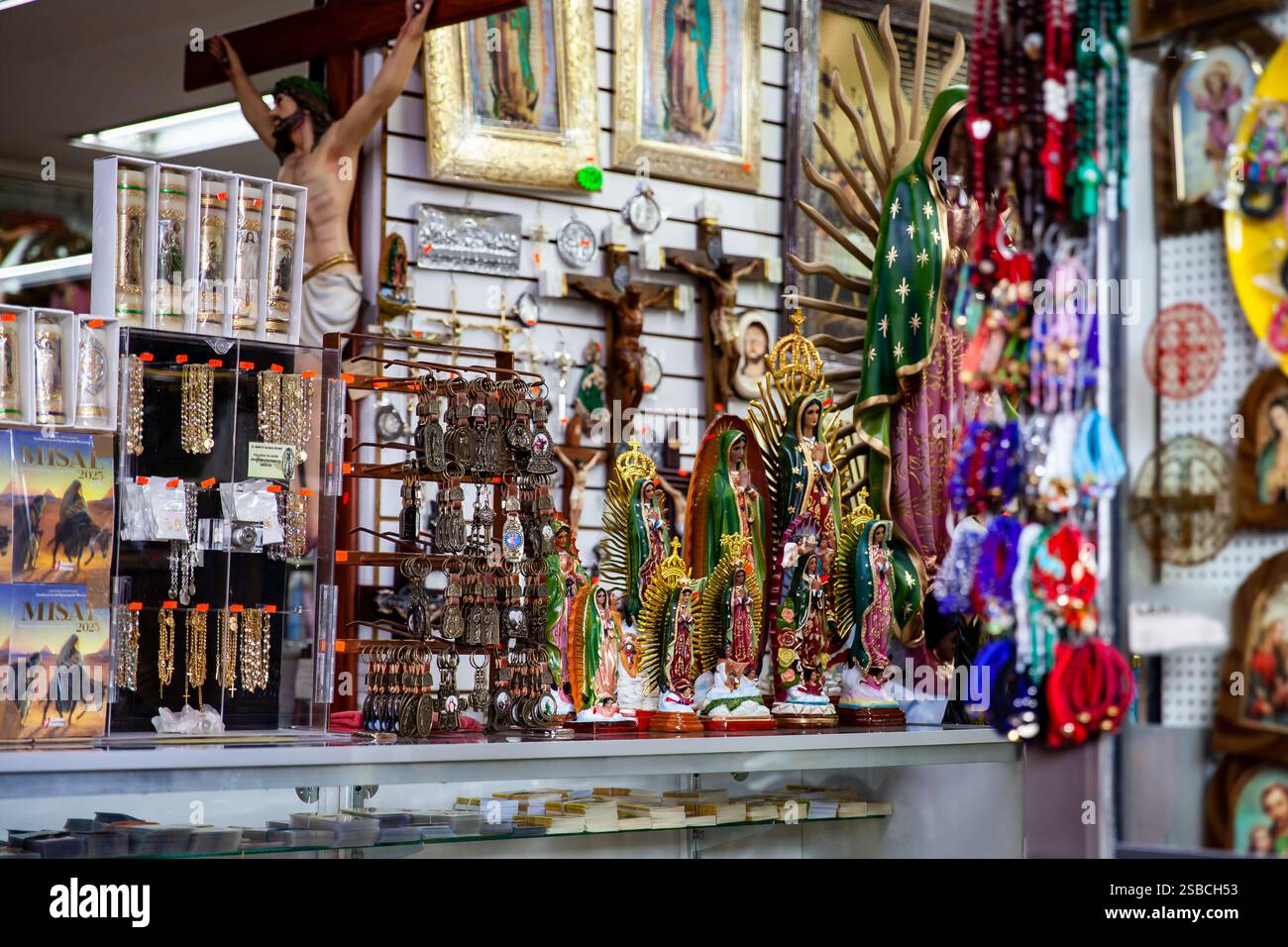 Mexico City, Mexico - October 16, 2024: Religious good stores next to ...