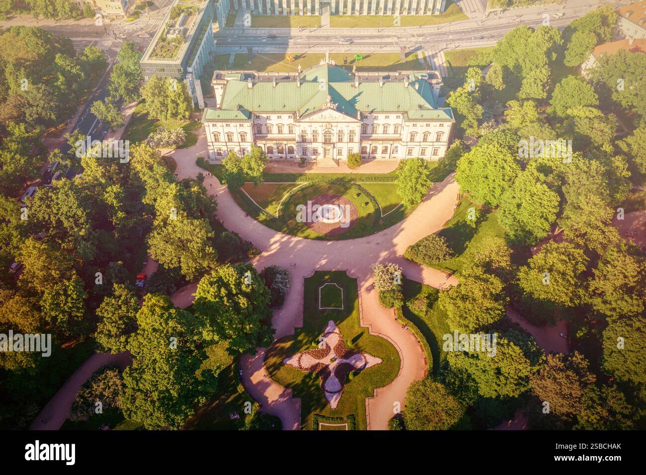 Krasinski Palace and National Library in Warsaw, Poland, view from ...