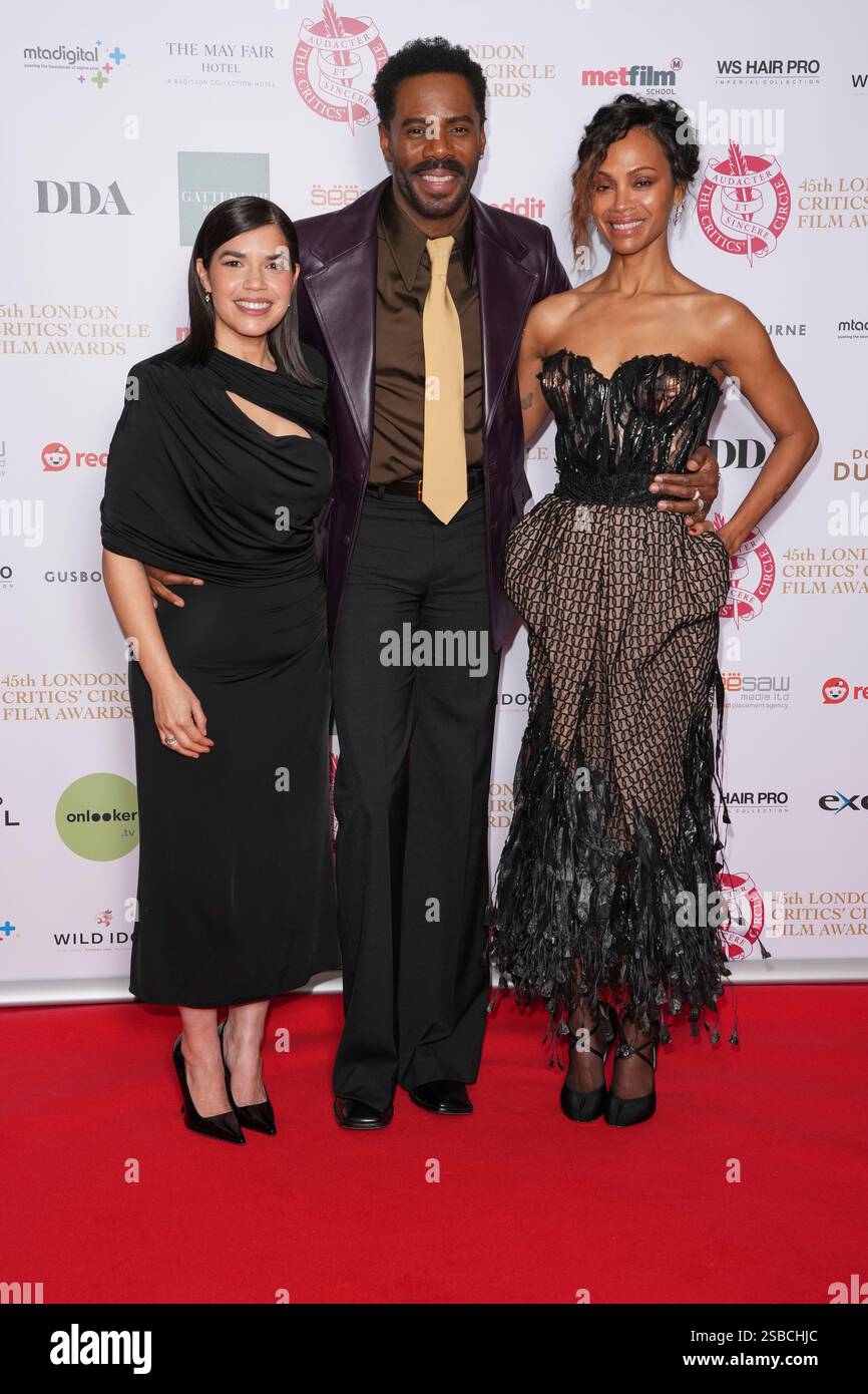 America Ferrera, from left Colman Domingo and Zoe Saldana pose for ...