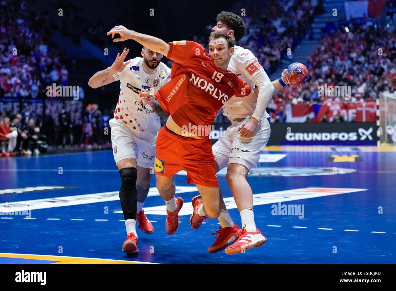 Fornebu 20250202. Denmark's Mathias Gidsel during the final of the ...