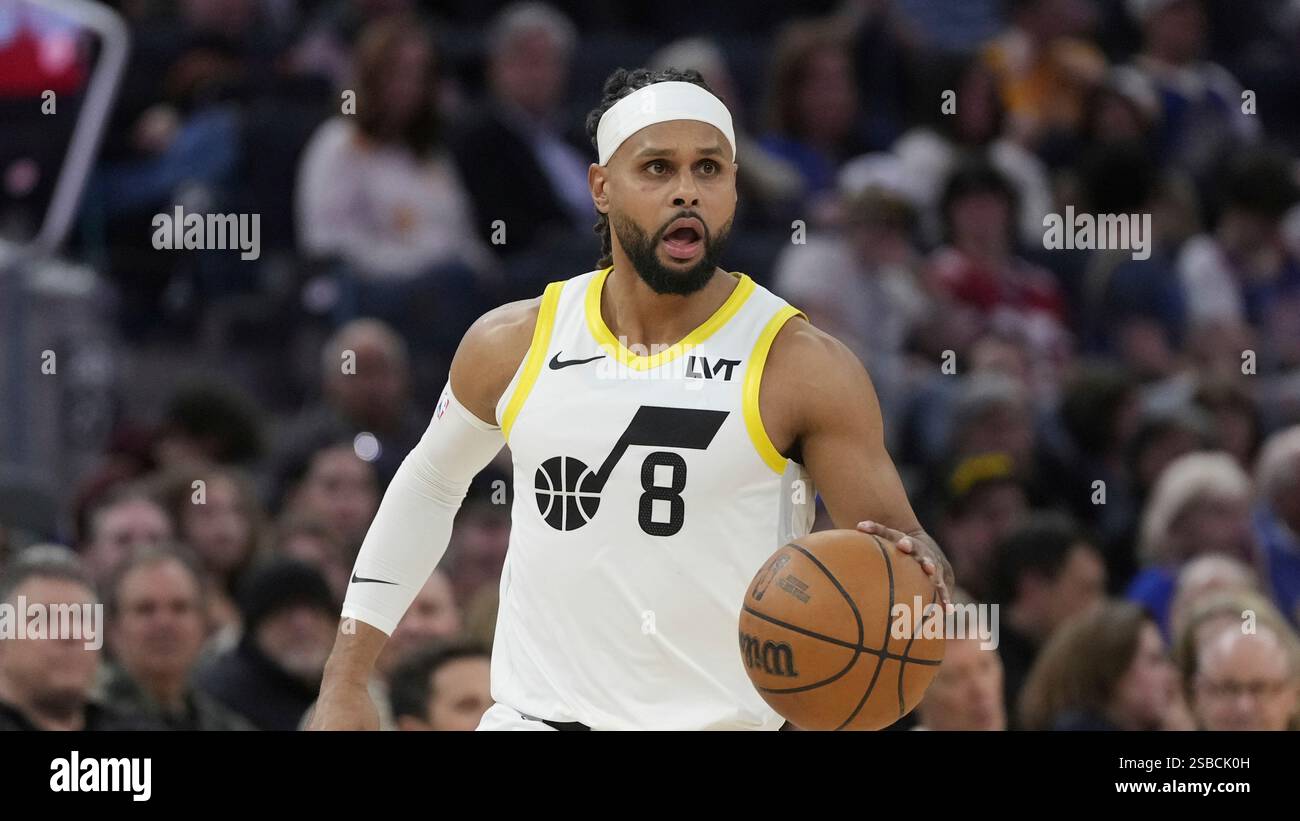 Utah Jazz guard Patty Mills (8) during an NBA basketball game against ...