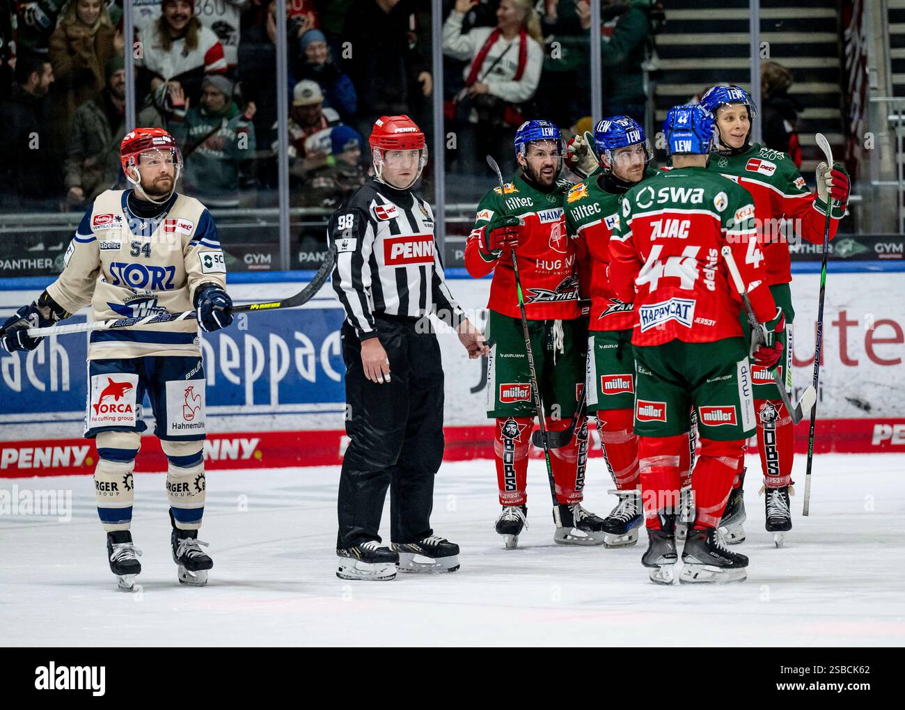 Augsburg, Deutschland. 02nd Feb, 2025. Die Augsburger bejubeln mit ...