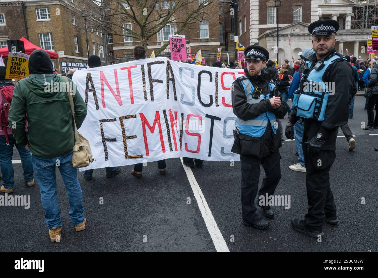 Stop the Far Right Protest in London 1st February 2025, opposing Tommy ...