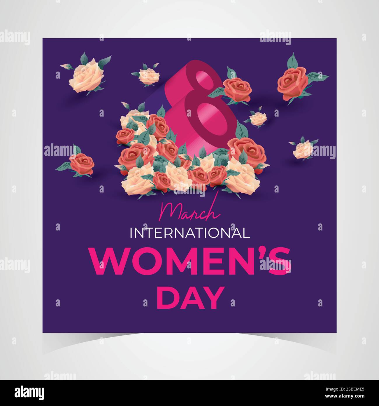 International Women's Day March 8 Banner, Vibrant Floral Design ...