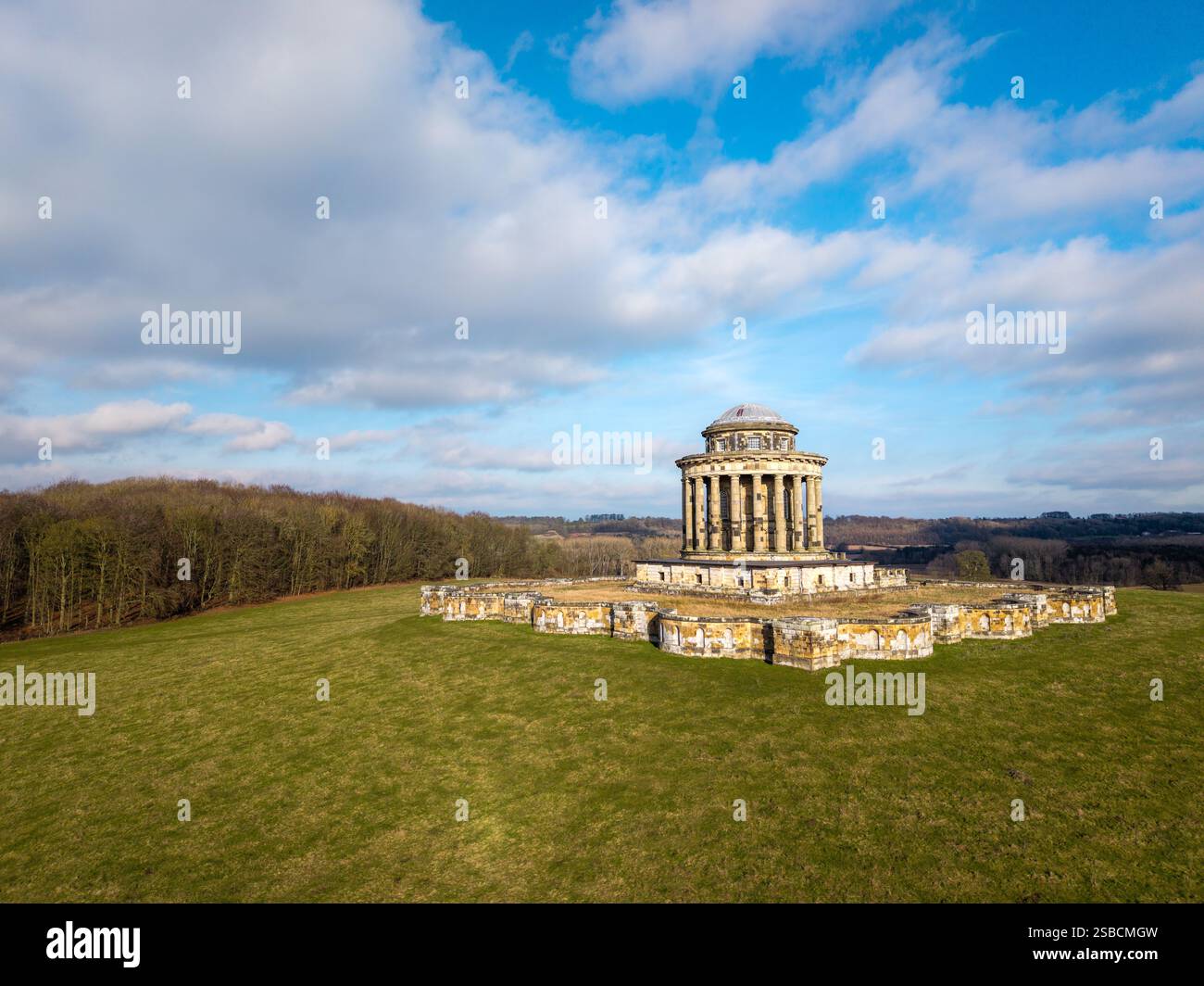 CASTLE HOWARD, YORK, UK - FEBRUARY 2, 2025. Aerial landscape panorama ...